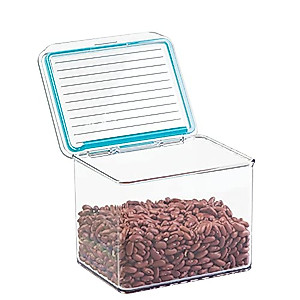 mDesign Airtight Stackable Kitchen Pantry Cabinet Food Storage Container - Attached Hinged Lid - Compact Bin for Pantry, Refrigerator, Freezer - BPA Free, Food Safe - Holds 2 Quarts - Clear