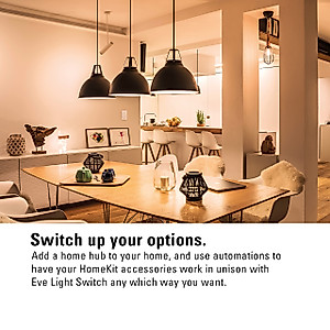 Eve Light Switch – Connected Wall Switch (Apple HomeKit), single, alternating & cross switches, compatible with multi-location setups, schedules, no bridge required, Bluetooth,Thread