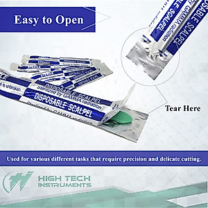Box of 10 Disposable Surgical Sterile Scalpel Blades #24 Made of Carbon Steel with Sturdy Graduated Plastic Handle for Lab Students, Cutting, Carving, Repairing, Dermaplaning + More