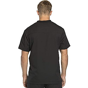 Dickies Dynamix Scrubs for Men, Athletic-Inspired V-Neck Chest Pocket Scrub Top with Four-Way Stretch and Moisture Wicking DK610, L, Black