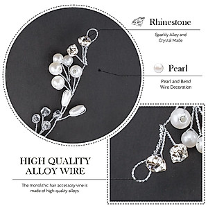 Gimsan Silver Hair Vine Bridal Headband with Long Pearl and Crystal Beads for Women and Girls - Hair Jewelry Wedding Hair Accessories for Brides Bridesmaids Head Piece