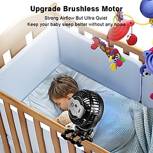 LICHTEE Battery Operated Baby Stroller Fan ,Portable Small Personal Fan, Rechargeable USB Desk Fan with Charging your Phone Three-speed Adjustment Clip on for Stroller Car Seat/Kitchen/Umbrella/Desk/Golf Cart