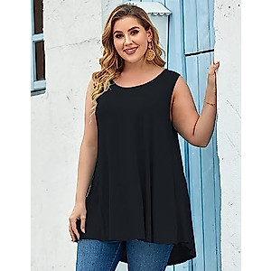 LARACE Tank Tops for Women Plus Size Sleevelss Tunic Casual Summer Clothes Swing Shirts for Leggings (2X, Black)