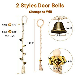 HOSFROLL Dog Doorbell, Dog Bell for Door Potty Training Bell Dog Supplies Door Bell for Dogs to Ring to Go Outside Puppy Training Potty Bells Hanging Handwoven Cotton Rope Copper Bells