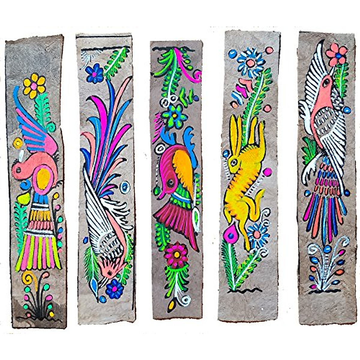 Amate Bookmarks by Jacq & Jürgen 5 Pack Hand Painted Mexican Unique Art