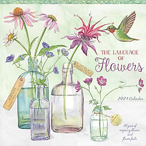 TF PUBLISHING 2024 The Language of Flowers Wall Calendar | Large Grids for Appointments and Scheduling | Vertical Monthly Wall Calendar 2024 | Home & Office Organization | Matte Paper | 12"x12"