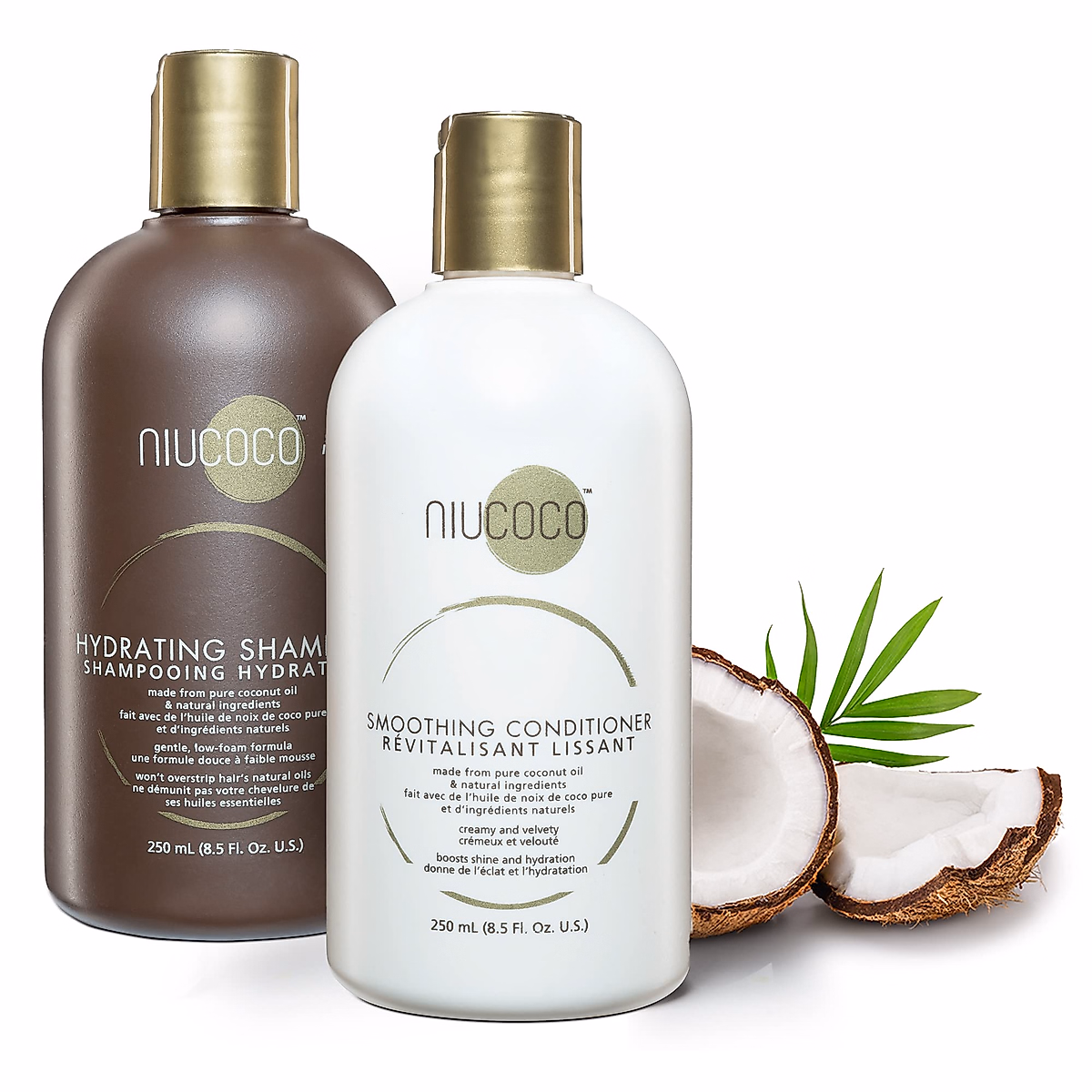 NIUCOCO | All-Natural Coconut Oil Shampoo and Conditioner | 100% Non-Toxic | Bundle Pack (250ml)