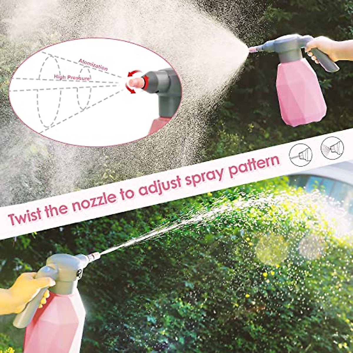 SideKing 0.5 Gallon Electric Spray Bottle Plant Mister for Indoor/Outdoor Plants, 2L Automatic Watering Can Rechargeable Battery Powered Sprayer with Adjustable Spout for Garden, Fertilizing, Cleaning