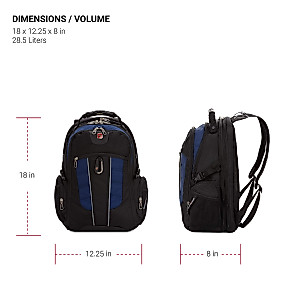 SWISSGEAR 1753 ScanSmart Laptop Backpack. Abrasion-Resistant & Travel-Friendly Laptop Backpack (Black/Navy)