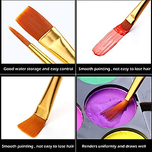 AROIC Acrylic Paint Brushes, 6 Packs / 60 pcs Nylon Hair Paint Brush Set for All Purpose Oil Watercolor Painting Artist Professional Kits (Black)