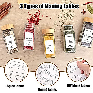 CUCUMI 12 Pcs Spice Jars with Labels and Bamboo Lids, 4oz Empty Square Spice Bottles with Shaker Lids, Collapsible Funnel, Chalk Pen, Seasoning Containers for Spice Rack, Drawer, Cabinet