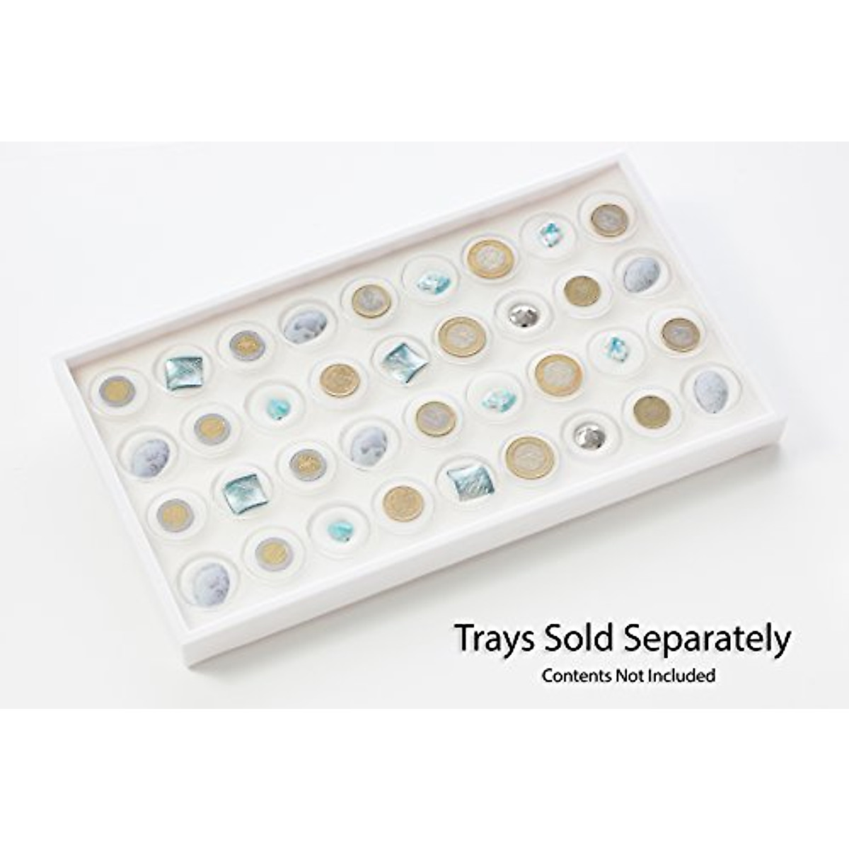 SE Clear Round Display Containers with Snap-On Lids and White Foam Fillers (Pack of 36) - GJ837W