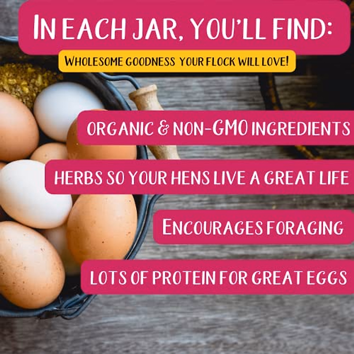 Pampered Chicken Mama Egg-Cellent Yolks: Organic Chicken Feed Supplement & Duck Food for Golden Yolks (2.5 pounds)