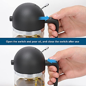 Oil Bottle Oil Sprayer for Cooking Olive Sprayer and Automatic Dispenser 2 in 1 500ML Mister for Kitchen BBQ Air Fryer Salad Baking (Black Fine Packaging)
