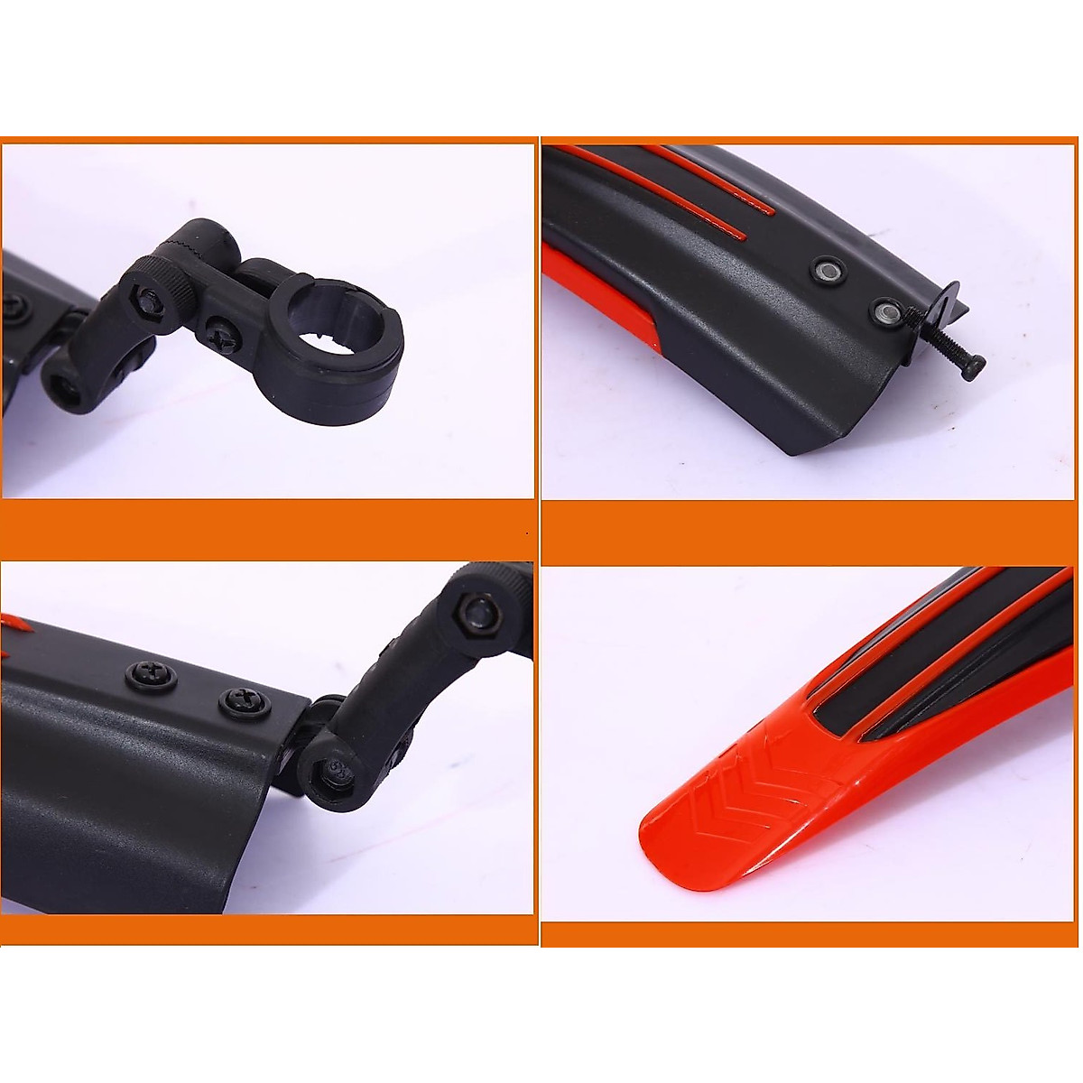 WIROJ BlueSunshine Adjustable Road Mountain Bike Bicycle Cycling Tire Front/Rear Mud Guards Mudguard Fenders Set (Red + Black)