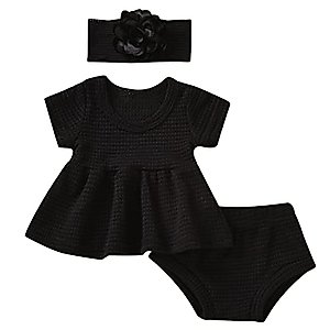 Preemie Baby Girl Clothes Infant Knitted Outfits Tunic Shirt Dress Diaper Cover Shorts Pants Set Baby Girls Clothing Set Premie Girls Black Shorts Playwear Baby Girl Spring Summer Outfits Short Sleeve