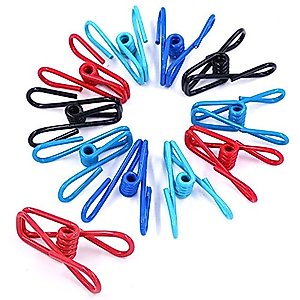 Swpeet 50 Pieces Multi-Purpose Metal Wire Clip Windproof Clothespin Metal Clips Holders for Office Clothes Baby Diaper Metal Peg Clips Pins Hanging Clips Hooks - Multi-Colors