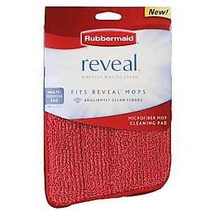 Rubbermaid Reveal Spray Mop Replacement Head, Red, Reusable Wet Mop Microfiber Pad for Floor Cleaning in Kitchen/Bathroom/Hallway/School