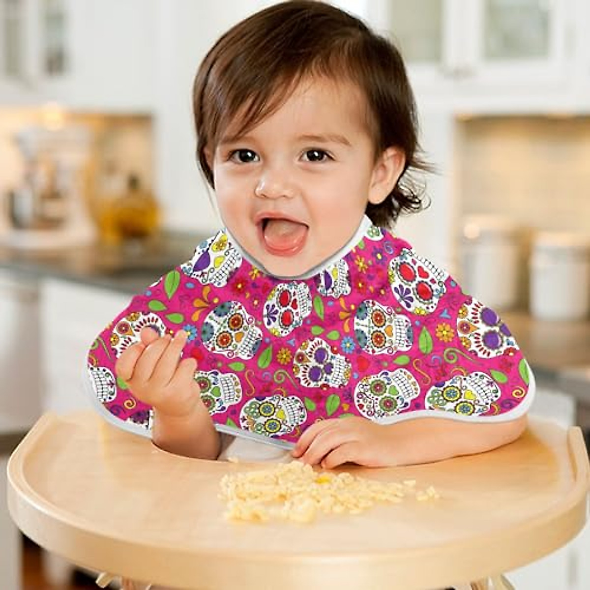 vvfelixl Burp Cloths Sugar Skull Flowers Pink for Baby Boy Girls Baby Washcloths Burp Rags 1 Pack