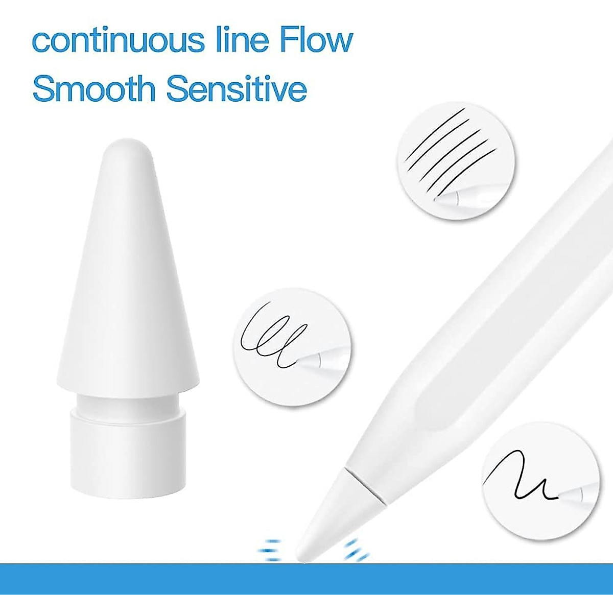 Replacement Tips Compatible with Apple Pencil 1st & 2nd Generation(4 Pack), High Sensitivity Apple Pencil Nibs for Apple Pencil,Screen Protector Supported (White)