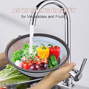 3 in 1, JesDiary Microwave Cover & Silicone Mat - Mat as Bowl Holders, Cover for Food Splatter Guard, Hot Pad,Breathable Easy Folding Food Lids Multi-use Washing Basket for Vegetables and Fruits,Grey