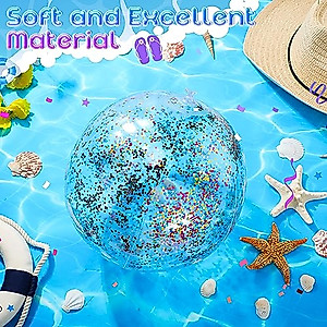 Libima 48 Pcs LED Inflatable Beach Ball 12 in Clear Confetti Glitter Beach Balls Glow in The Dark Ball Swimming Pool Ball Toy Light up Beach Balls for Summer Beach Pool and Party Favor (Colorful)
