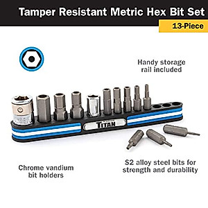 Titan 16136 13-Piece Tamper Resistant Metric Hex Bit Set