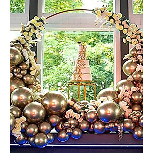 Gold Metallic Chrome Latex Balloons - 62Pack 5 inch Round Helium Balloons for Birthday Wedding Graduation Baby Shower Party Decorations