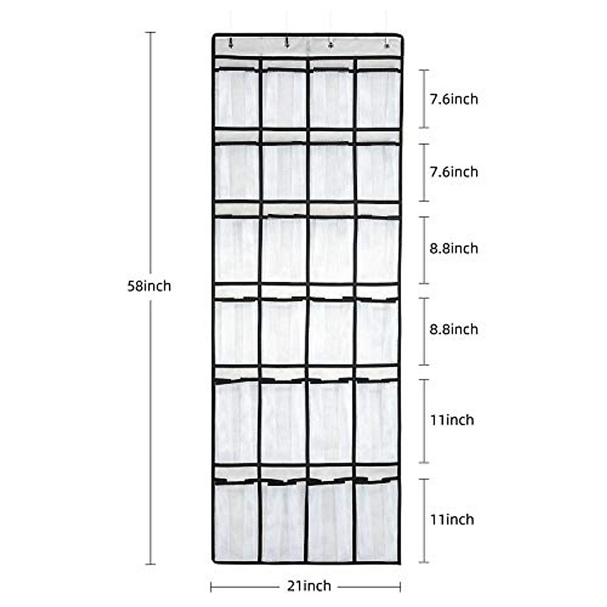 SAVERHO Over The Door Shoe Organizer, Hanging Shoe Organizer with 24 Mesh Large Pockets Door Shoe Rack Organizer for Men Women Kids Hanging Shoe Storage Bag.(White)