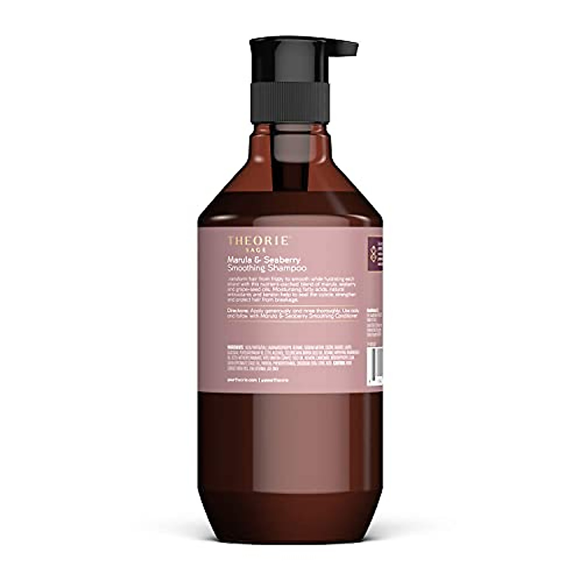 Theorie Marula and Seaberry Smoothing Shampoo - Smooth & Tame - Sulfate Free - Suited for Frizzy & Unruly Hair - Protects Color and Keratin Treated Hair, Pump Bottle 400mL