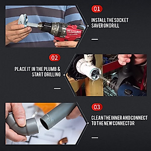 PVC Pipe Reamer, Plumbing Fitting Saver Bit Socket Saver, for 1/2" Speed Power Drill, Pipe Reamer Tool for Removing SCH 40 from Hub, Pipe Fitting Saver Inside Pipe Cutter for ABS PVC Pipe(2 Inch)