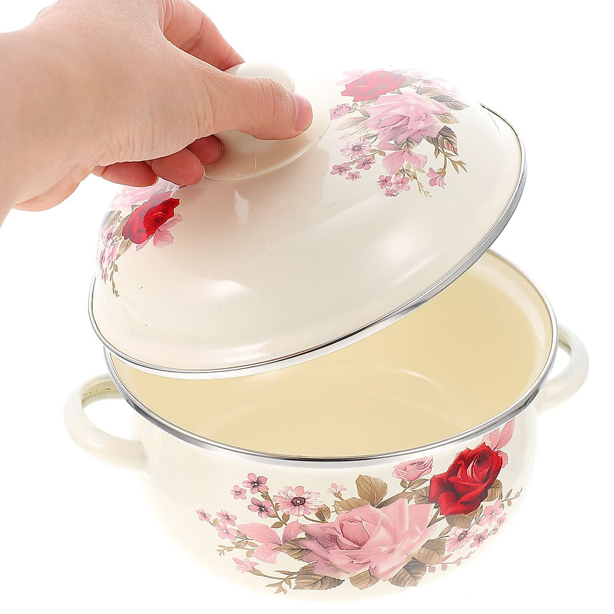 Hemoton Enamel Soup Pot Induction Stew Pot Enamel Milk Pan Ceramic Bean Pot Ceramic Soup Skillet Non Stick Stock Pot French Soup Bowls Enamelled Steel Cookware Warmer Soup Steamer Ceramics