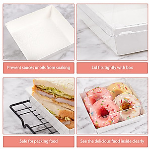 Ocmoiy Small Charcuterie Boxes with Clear Lids, To Go Paper Disposable Food Containers, 5 Inches Bakery Dessert Boxes for Sandwich, Cookie, Pastry, Cake Slice (White, 100ct)