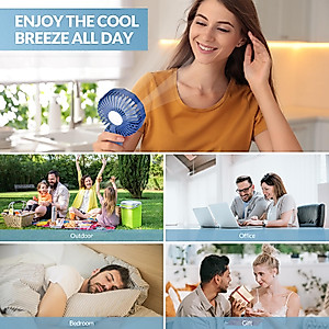 mafiti Handheld Fan,Rechargeable Portable Fan with 3 Speeds,4000mAh Battery Operated Mini Hand Fan Folding for Desktop Home Office Bedroom Outdoor Travel Blue Color