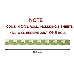 WRAPAHOLIC Wrapping Paper Sheet - Christmas Kraft Wrapping Paper - 1 Roll Contains 8 Sheets - 17.5 inch X 30 inch Per Sheet