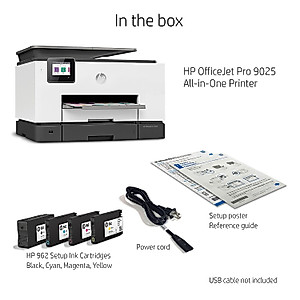 HP OfficeJet Pro 9025 All-in-One Wireless Color Printer, Single-pass (Automatic) Document Feeder & Two Paper Trays, Smart Home Office Productivity, Instant Ink, Works with Alexa (1MR66A)
