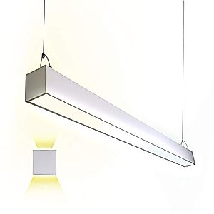 Euri Lighting EUD4-50W103sw, Linkable 4FT CCT Tunable Linear Up/Down Light, 50W, 6500lm, 3000K/4000K/5000K, 120-277V, Damp Rated, 0-10V Dimmable, ETL & DLC Certified, 5YR, 50K HR Warranty, White