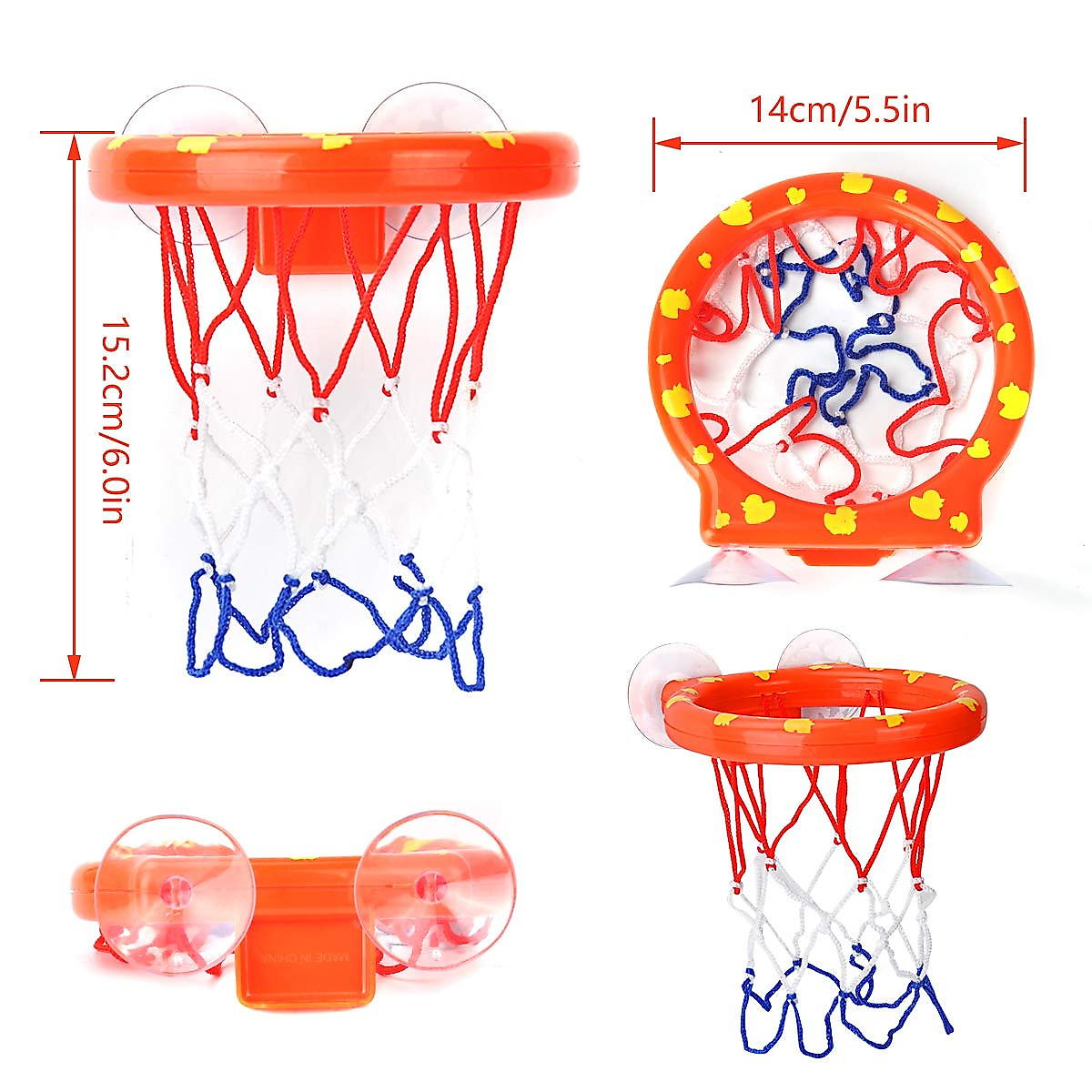 SEISSO Bathtub Bath Toys, Basketball Hoop & 3 Balls Playset for Boys Girls, Suctions Cups Basketball Hoops Toy for Kids & Toddlers, Shooting Game