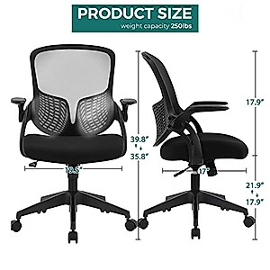 Armless Desk Chair - Small Home Office Chair with Wheels, PU Leahter Low Back Vanity Chair with Lumbar Support, Adjustable Height 360° Rolling Swivel Computer Task Chair Without Arm for Small Space