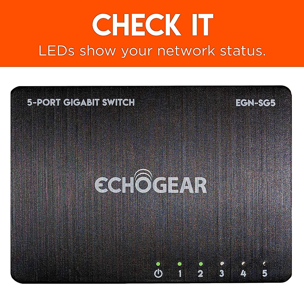 Echogear 5 Port Gigabit Ethernet Switch - Plug & Play Unmanaged Switch with Auto-Negotiation, Full Duplex Control, & Auto MDI/MDI-X - Expand Your Network with 5 10/100/1000 Ethernet Ports