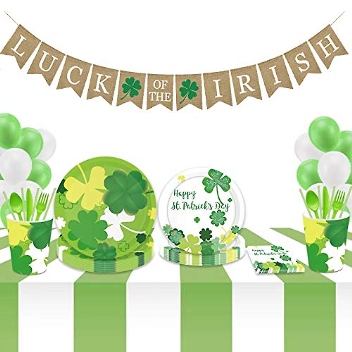 1/2Pcs St Patrick's Day Decorations Shamrock Burlap Banner,Burlap Banner for Mantel Fireplace Spring Holiday Accessory Wall Pennant Bunting Home Indoor Outdoor Scene Party Green Decor (C)