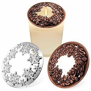 Moxweyeni 2 Pieces Candle Toppers to Burn Evenly Scented Jar Candles Cover 2.85 Inch Leaf Pine Candle Topper Lids Jar Candle Accessories Sleeves Gifts for Christmas Candles Party Favor(Chic Style)