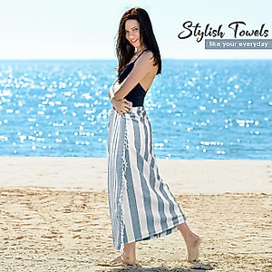 Utopia Towels - 4 Pack Turkish Beach Towel (40 x 72 Inches) - 100% Cotton Oversized Sand Free Lightweight Quick-Dry Turkish Towel, Prewashed for Soft Feel, Large Peshtemal Towel (Denim Blue)