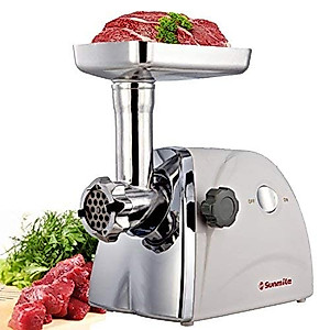 Sunmile SM-G31 Electric Meat Grinder - Max 1HP 800W- ETL Meat Mincer Sausage Grinder, Stainless Steel Cutting Blade, 3 Stainless Steel Grinding Plates, 1 Big Sausage Stuff