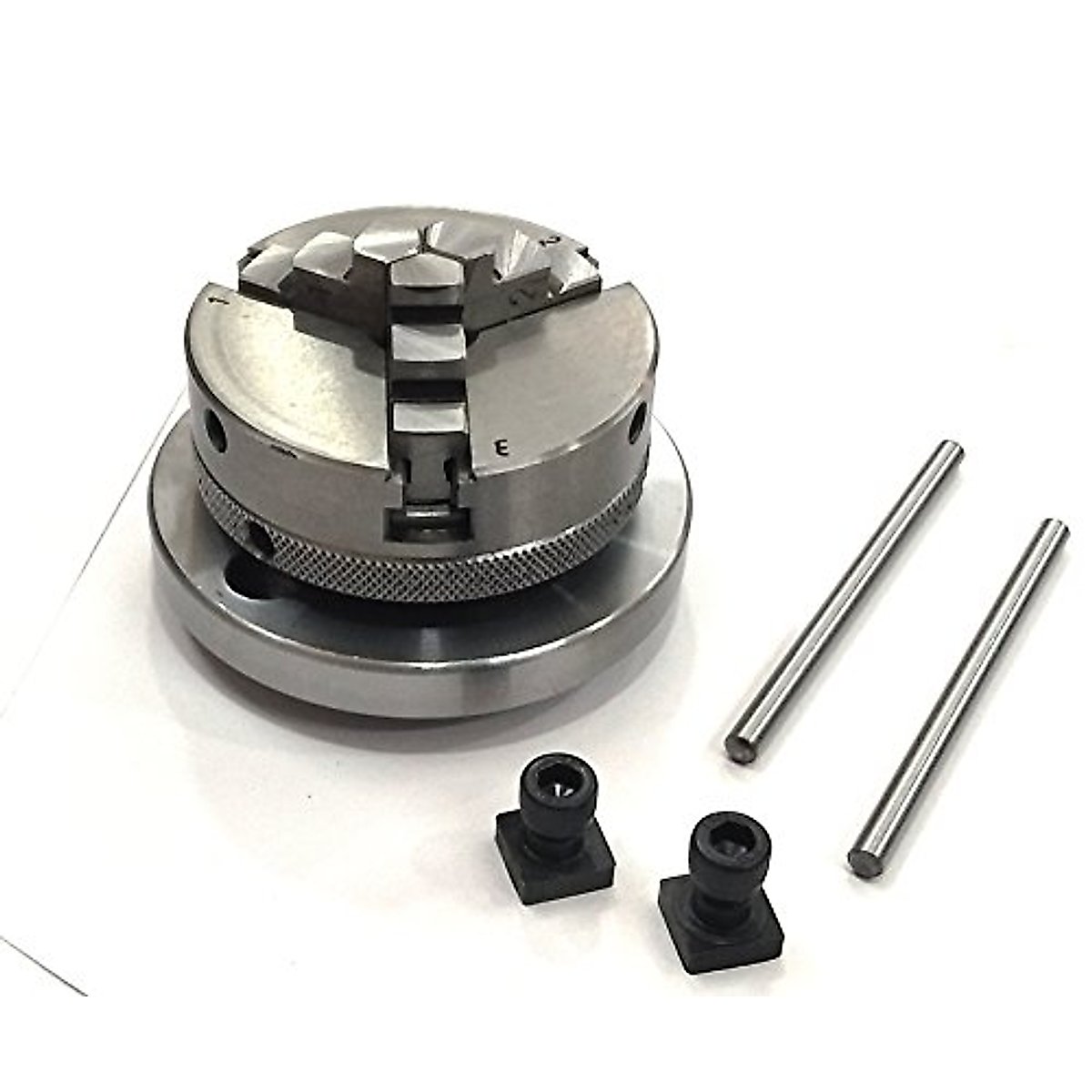 Precision quality 4"/ 100 mm tilting milling indexing rotary table with small chuck, back plate & fixing t nuts bolts-metalworking engineering machine tools (with 65 mm 3 jaw self-centering)