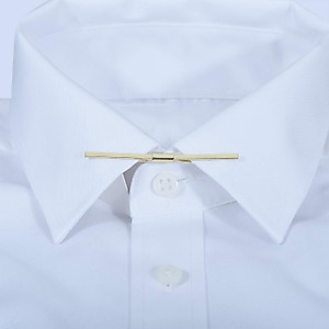 VVCome 3PCS Men's Classic Tie Clips Shirt Collar Clip Collar Bar for Necktie Gold Silver Black Tone Necktie Bar Pinch Clips Tie Pins Collar Holder (60mm Length Flat Head)