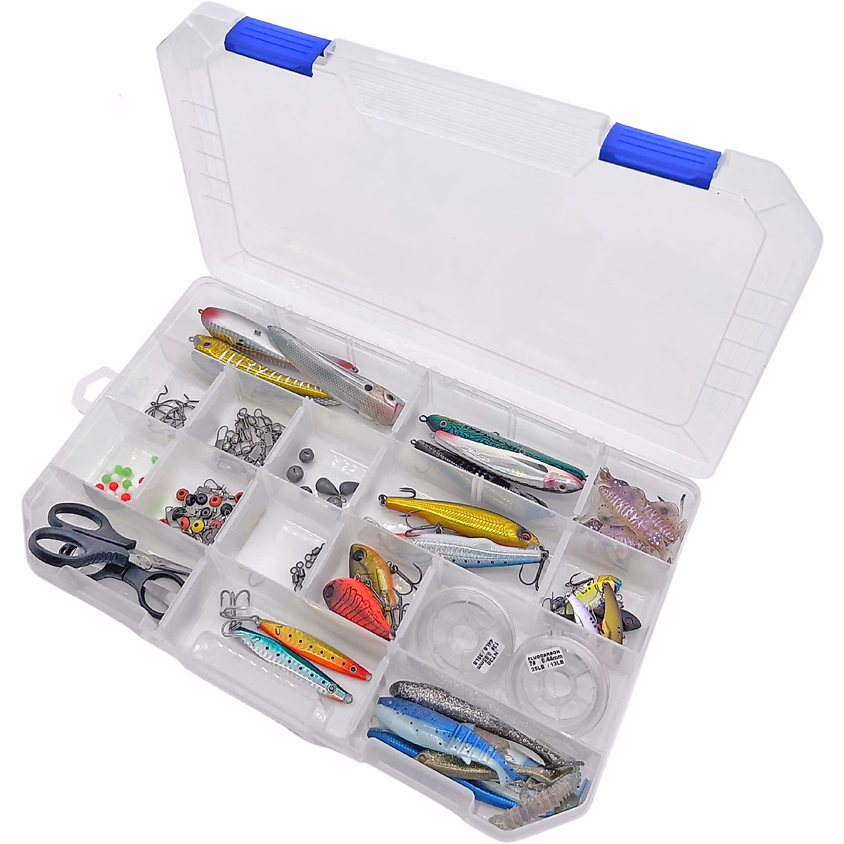 Large Plastic Tackle Box Storage Organizer Box 3700 with adjustable dividers 4 PACK tackle tray