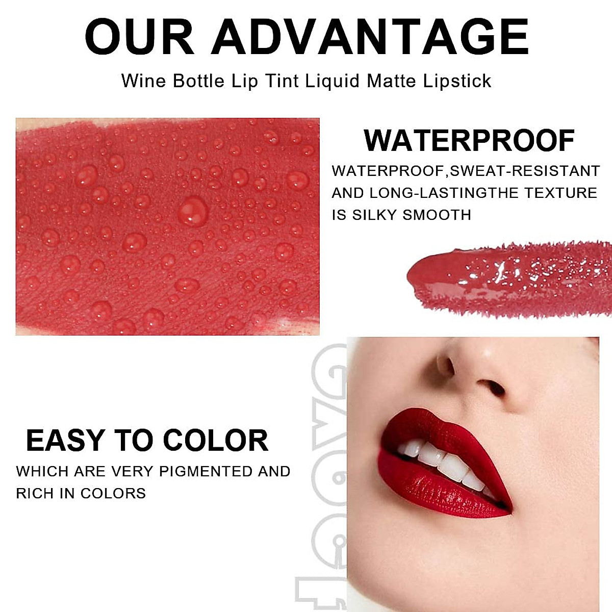 6 Colors Matte Red Wine Liquid Lipstick Pack Set,Wine Lip Tint Long Lasting 24 Hour Waterproof Velvet Nonstick Cup Lipgloss Lip Stain Pigmented Lip Makeup Gift Sets for Girls and Women Labiales