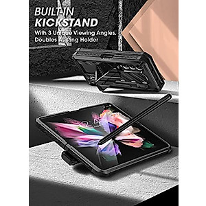 SUPCASE Unicorn Beetle Pro Series Case for Samsung Galaxy Z Fold 3 5G (2021), Full-Body Dual Layer Rugged Case with Built-in Screen Protector & Kickstand & S Pen Slot (Black)