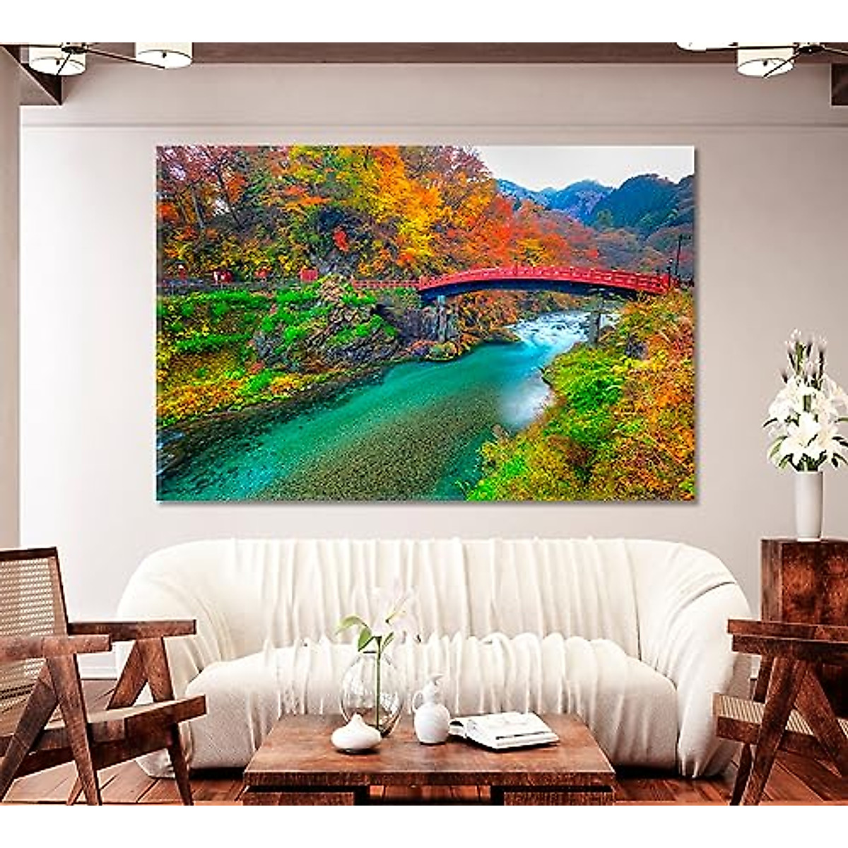 Shinkyo Bridge in Autumn Season Japan Canvas Print 5 Panels / 36x24 inches
